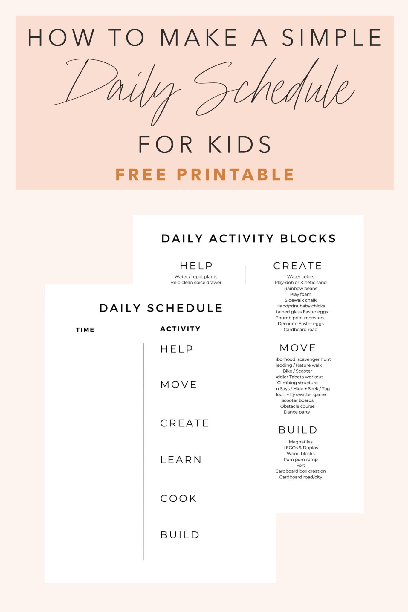 Simple Daily Schedule for Young Kids (Free Printable) - Modern Minimalism